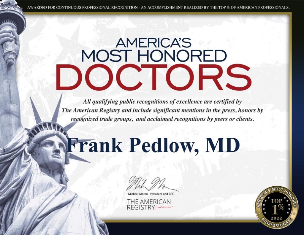 Dr. Pedlow Named among Most Honored Docs